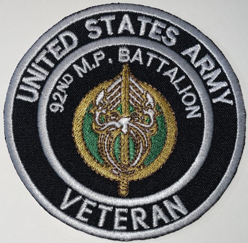 US Army 92nd Military Police Battalion Veteran Patch - Decal Patch - Co
