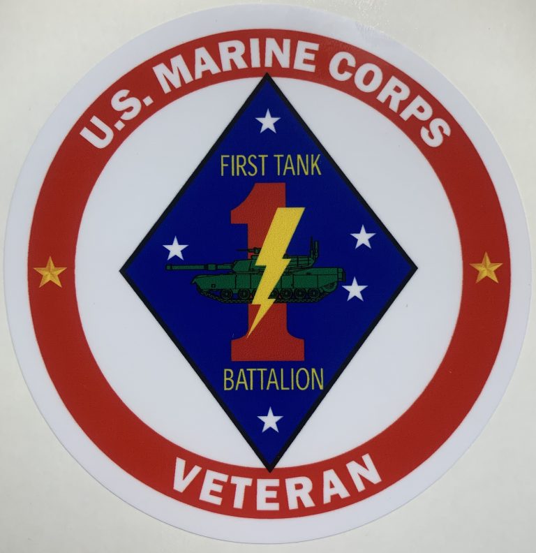 USMC First Tank Battalion Veteran Sticker D105 - Decal Patch - Co