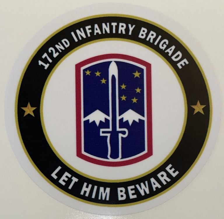 US Army 172nd Infantry Brigade "Let Him Beware” Sticker - Decal Patch - Co