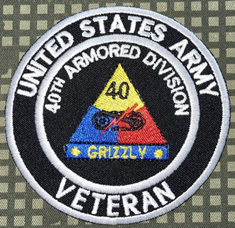 US Army 40th Armored Division Veteran Patch 3" - Decal Patch - Co