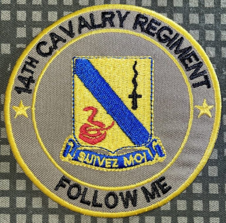 US Army 14th Cavalry Regiment "Follow Me" Patch - Decal Patch - Co
