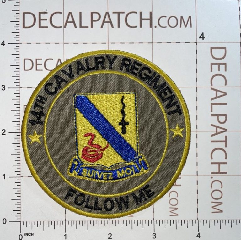 US Army 14th Cavalry Regiment "Follow Me" Patch - Decal Patch - Co
