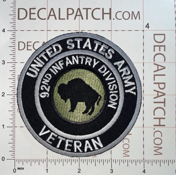 US Army 92nd Infantry Division Veteran Patch - Decal Patch - Co