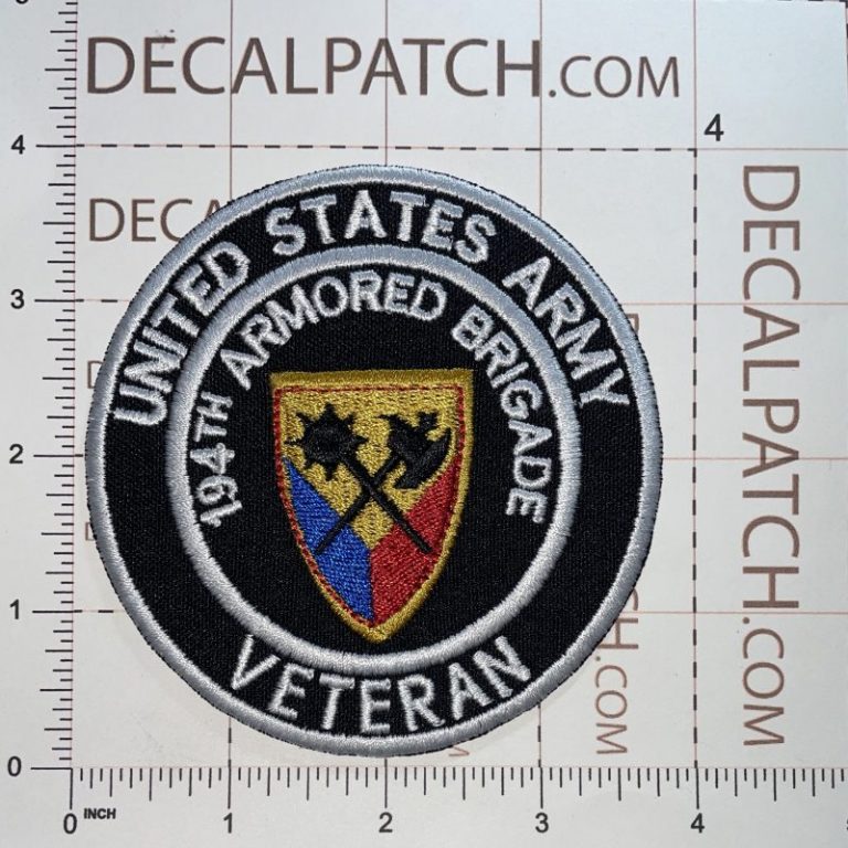 US Army 194th Armored Brigade Veteran Patch - Decal Patch - Co