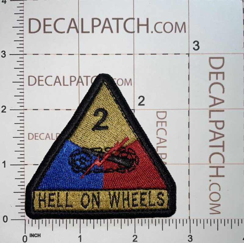 US Army 2nd Armored Division "Hell On Wheels" Patch Small - Decal Patch - Co