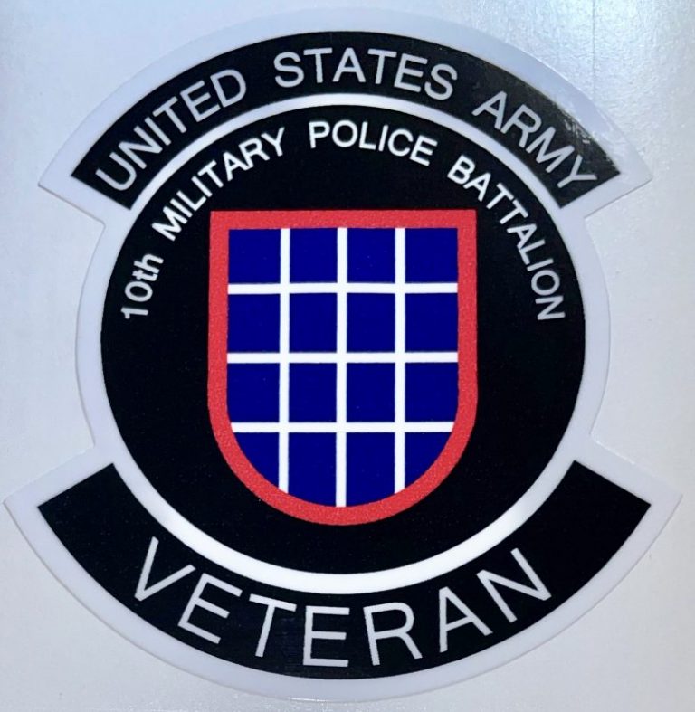 US Army 10th Military Police Battalion Veteran Sticker - Decal Patch - Co