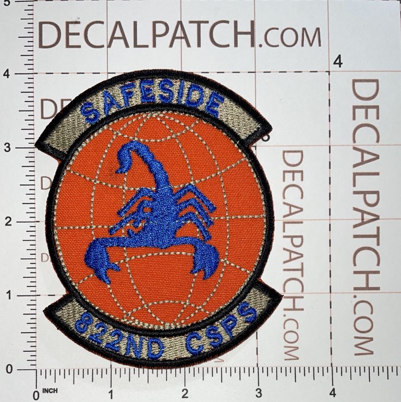 USAF 822nd Combat Security Police Sq Safe Side Patch - Decal Patch - Co
